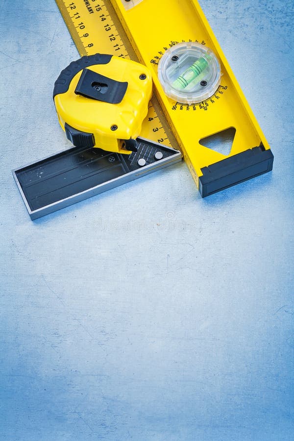 Square Ruler Construction Level Building Helmet Wooden Meter on Stock ...