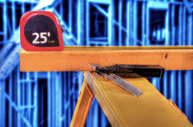 Tape Measure Cut Mark Blue Bkgrd Stock Photo - Image of home, framing ...