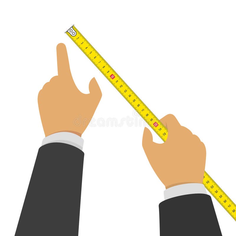 Tape measure in hands stock vector. Illustration of engineering - 304321706