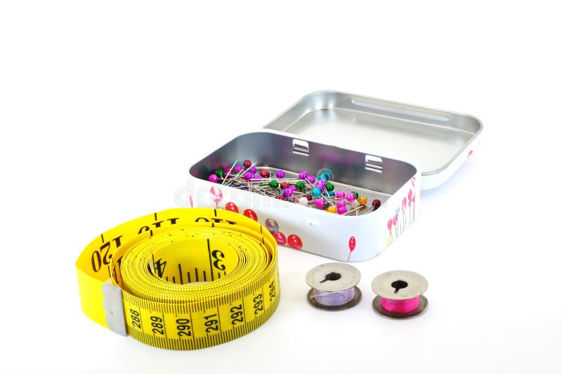 Tape Measure Pins and Bobbins Stock Photo - Image of metal, tailor ...