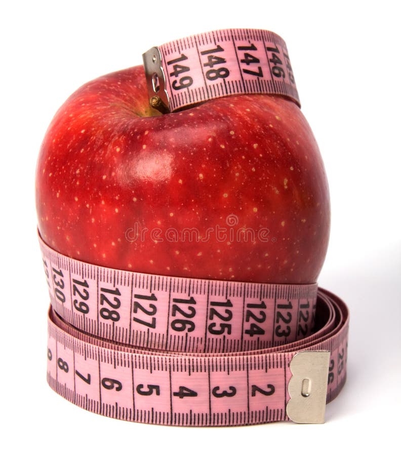 Apple with tape measure stock image. Image of apple, food - 24988217