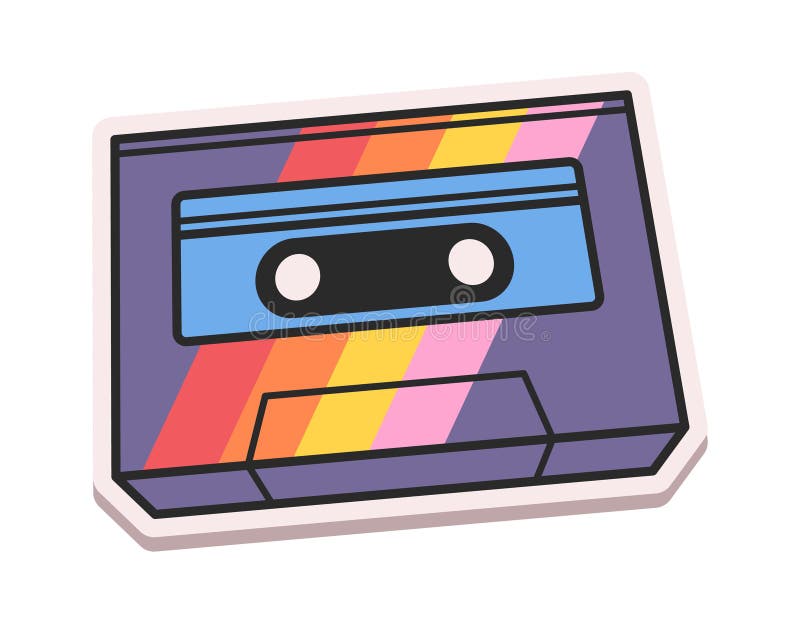 Tape Recorder Cassette Retro Sticker Stock Illustration - Illustration ...