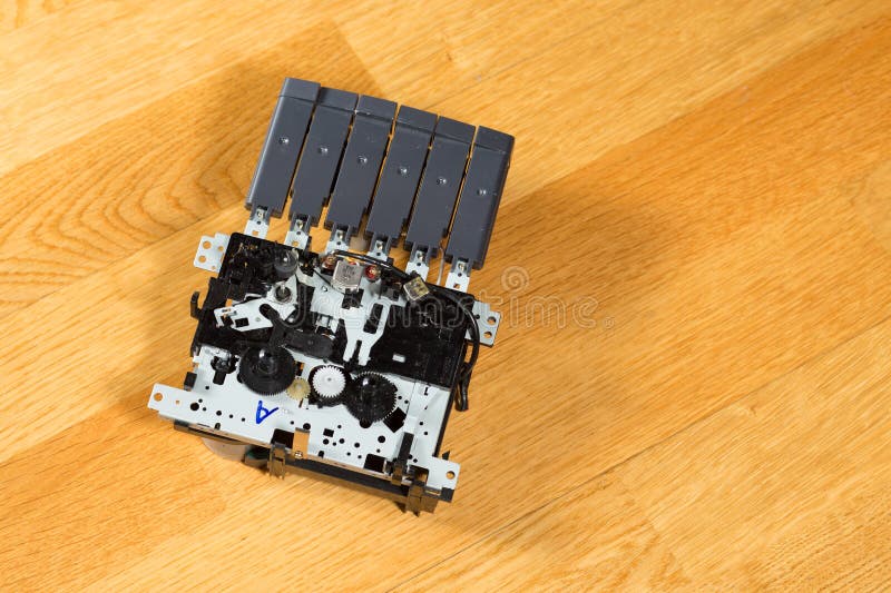 Tape Recorder Inside Mechanism on a Table Stock Photo - Image of inside ...