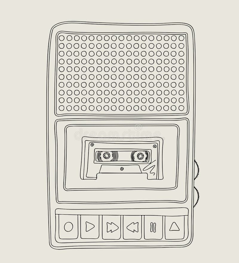Tape recorder sketch stock vector. Illustration of knob - 174459142