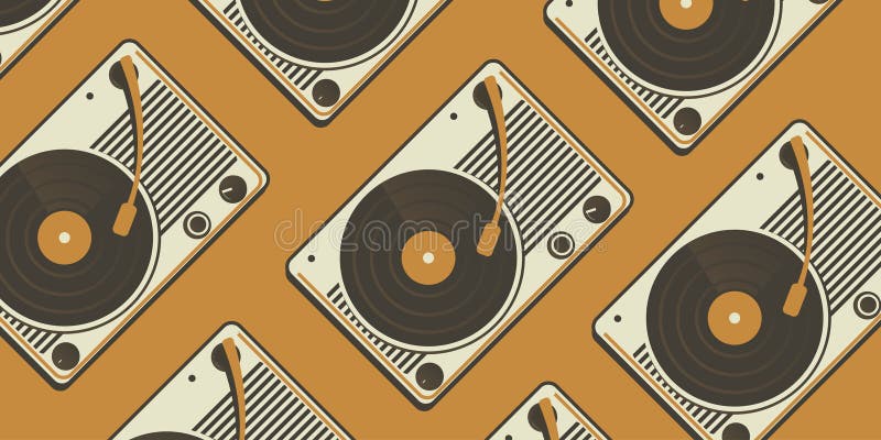 Tape Recorders for Playing Vinyl Records Pattern. 70s Concept Stock ...