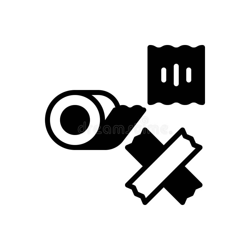 Black Solid Icon for Tapes, Tape and Sticky Stock Vector - Illustration ...