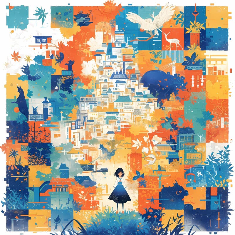 A Tapestry of Cultures and Landmarks Weaves Together Stock Illustration ...