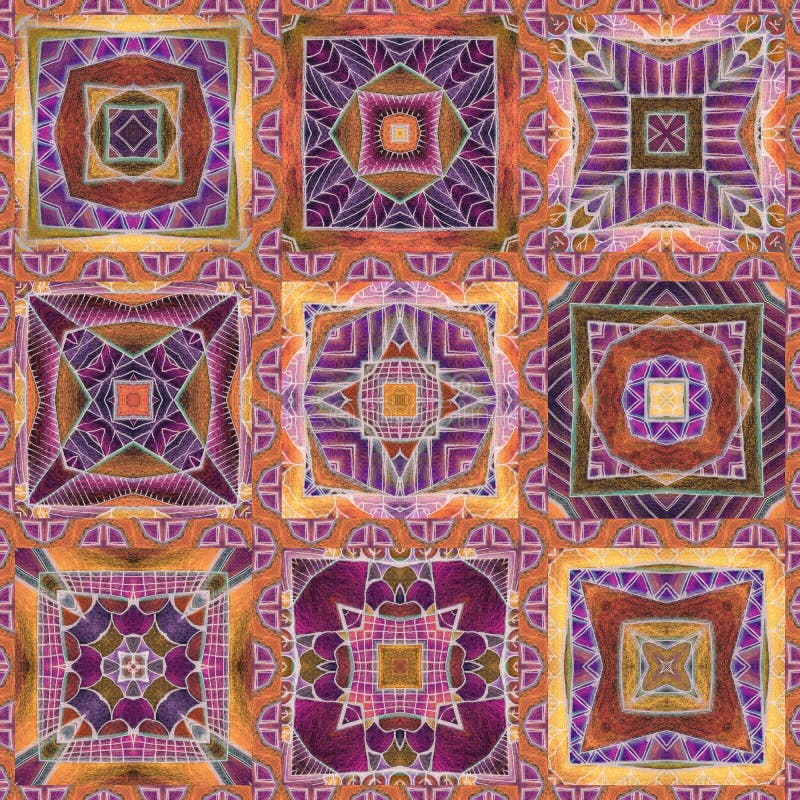 Tapestry Design. Beautiful Seamless Patchwork Pattern from Square ...
