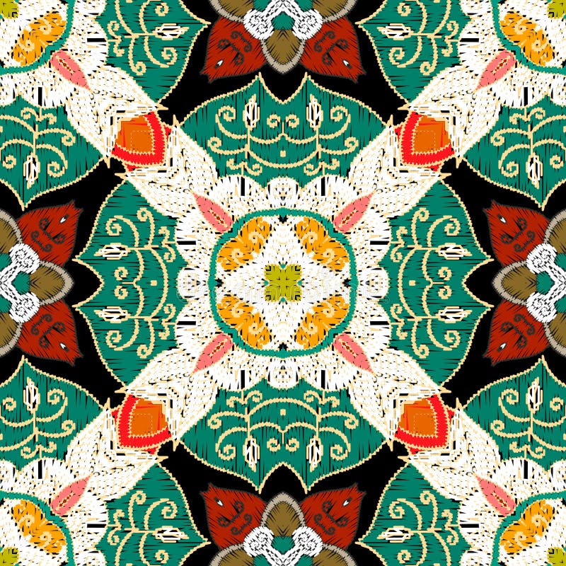Tapestry Ethnic Colorful Vector Seamless Pattern. Ornamental Textured ...