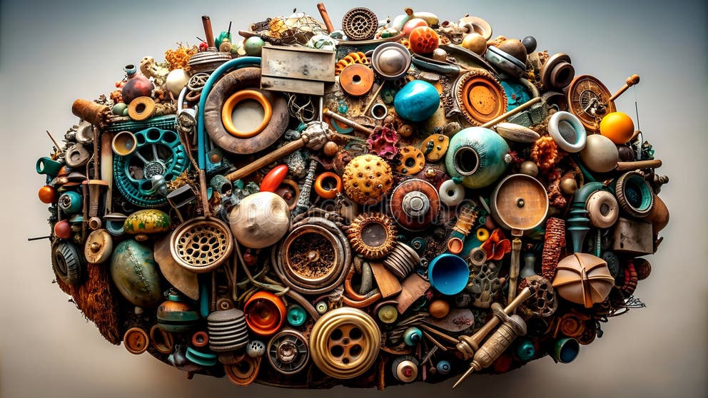 A Tapestry of Textures: an Abstract Sculpture of Found Objects Generative AI Algorithmically ...