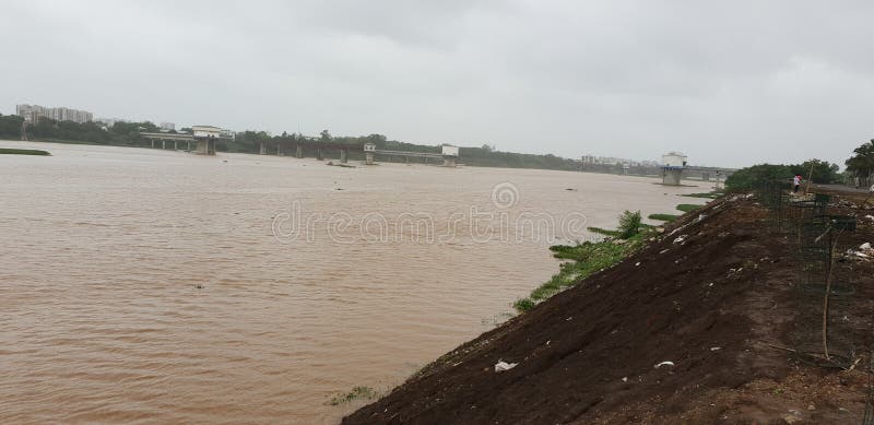 Tapi River is the Main River in the Gujarat of India. during the Eveing ...