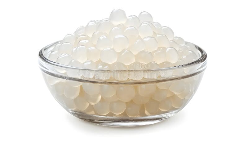 Tapioca Balls for Milk Bubble Tea in Glass Bowl Isolated on White Stock ...