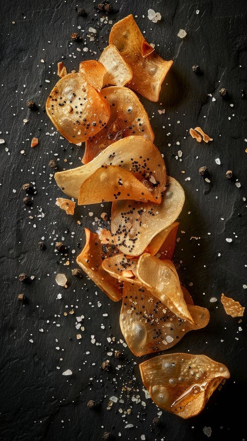 Tapioca Chip Slices Spin and Flip Dramatically, Showered in Sparkling ...