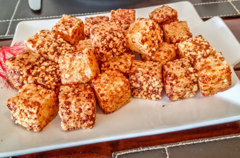 Tapioca Dice Fried, Typical Meal from the Northeast of Brazil Stock ...
