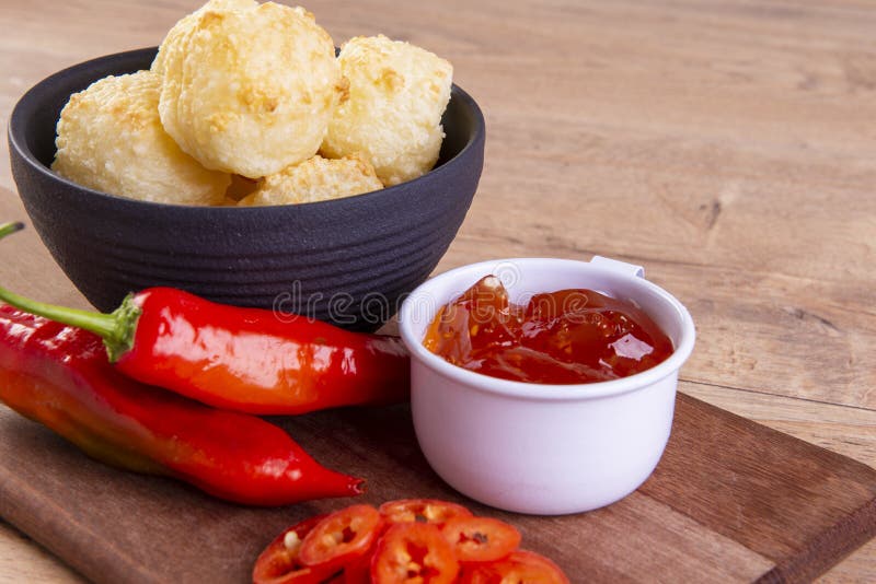 Tapioca Dice Served with Pepper Jelly. Wooden Table Stock Photo - Image ...