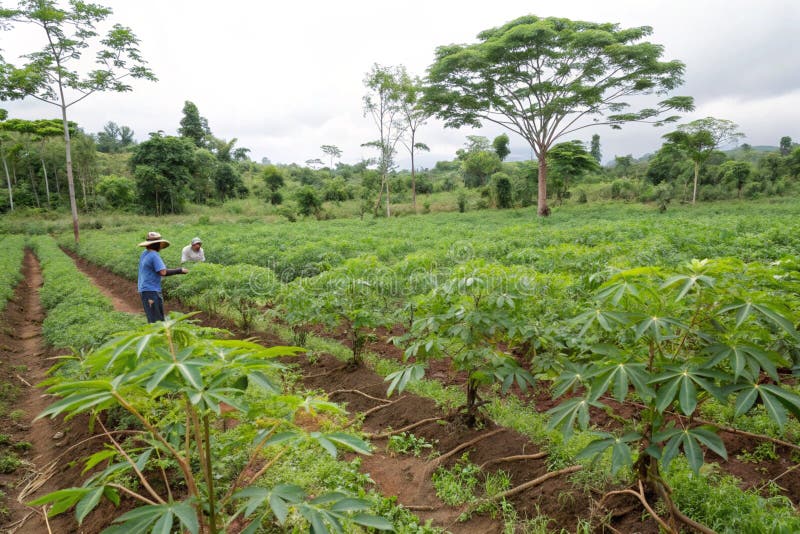 Tapioca Fields with Cassava and Rubber Trees - Agricultural Photography ...