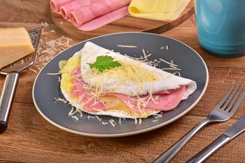 Tapioca Filled with Cheese and Ham Slices Stock Image - Image of ...