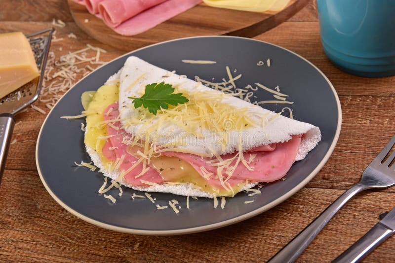 Tapioca Filled with Cheese and Ham Slices Stock Image - Image of ...