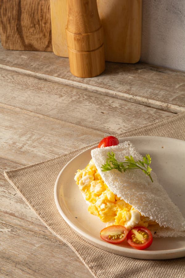 Delicious Gluten Free Tapioca Pancake with Eggs Brazilian Manioc Food ...