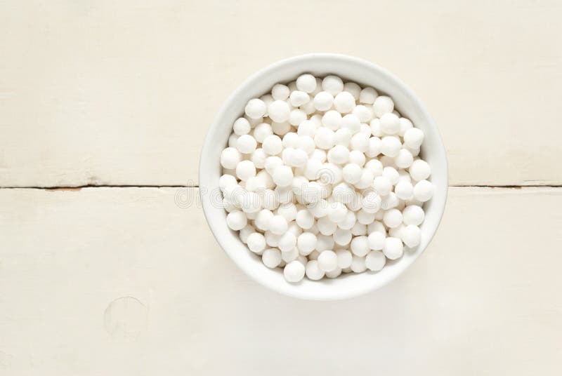 Tapioca Pearls in White Cup, Top View Stock Photo - Image of desk ...