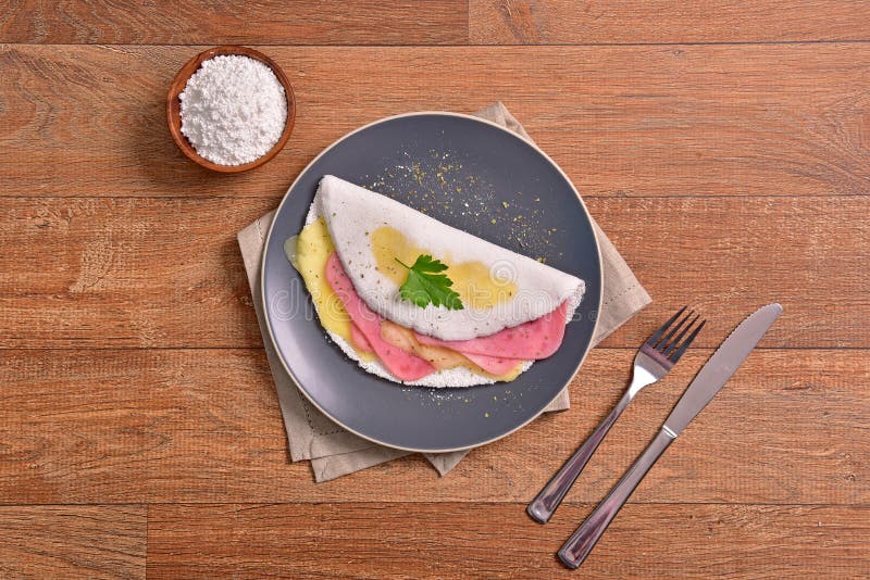 Tapioca Filled with Cheese and Ham Slices Stock Photo - Image of ...