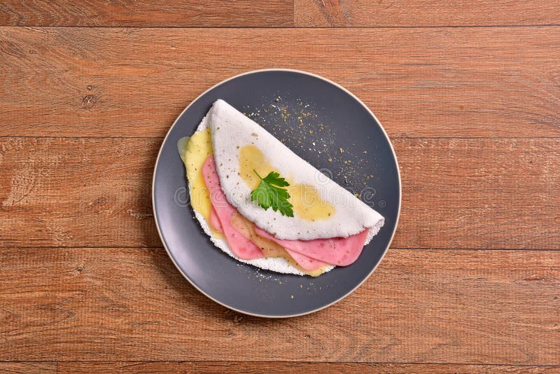 Tapioca Filled with Cheese and Ham Slices Stock Image - Image of ...