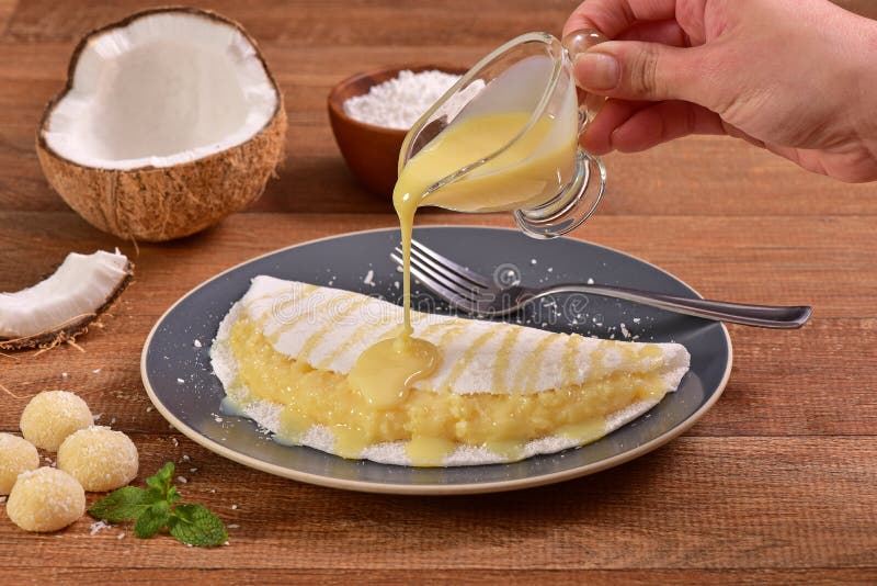 Tapioca Filled with Coconut Cream Stock Photo - Image of studio, dish ...