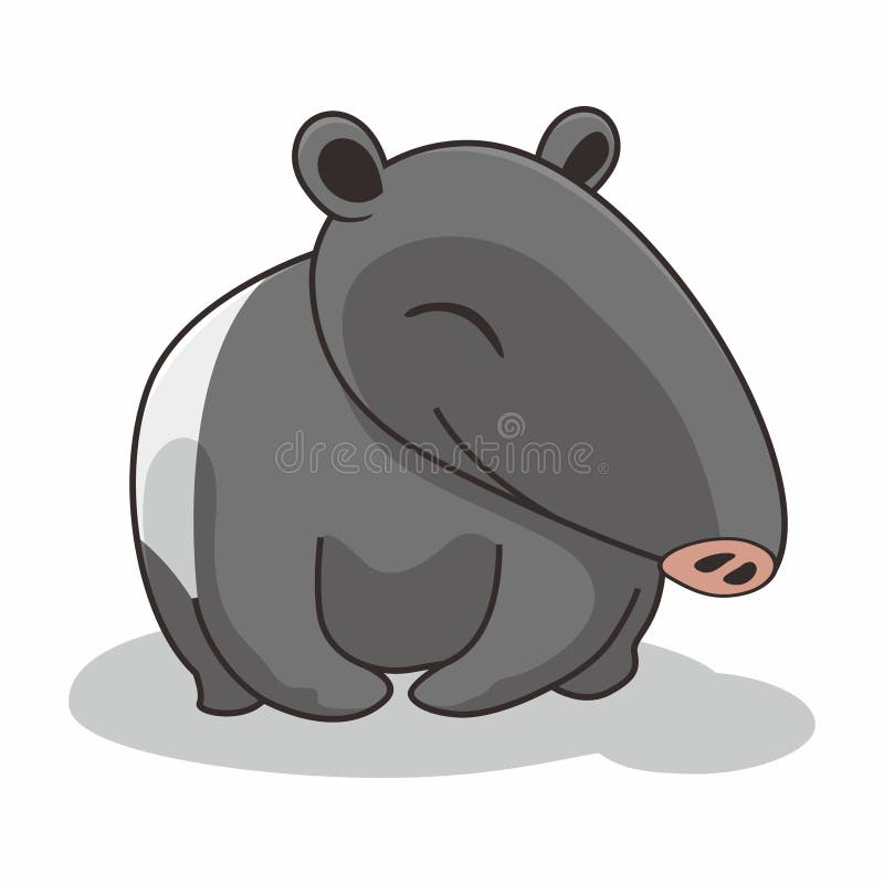 Tapir Cartoon Isolated Illustration Animal Stock Vector - Illustration ...