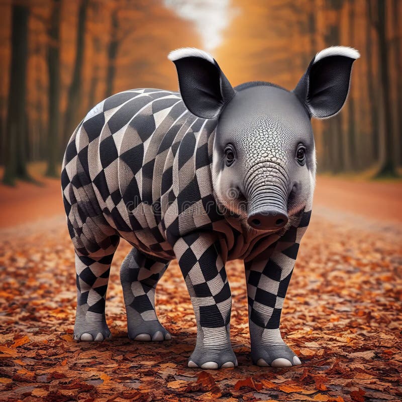 Tapir Fur Styled into a Checkered Pattern, Photo Vd ( Stock ...