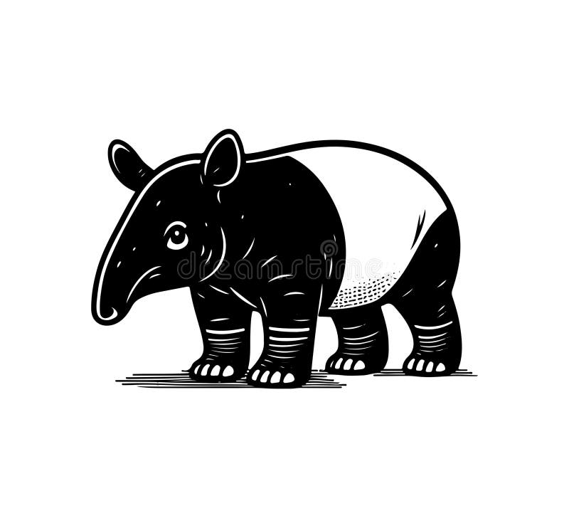 Tapir Hand Drawn Vector Vintage Stock Illustration - Illustration of ...