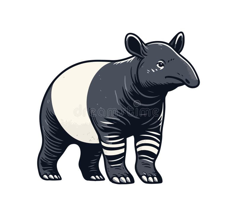 Tapir Hand Drawn Vector Vintage Stock Illustration - Illustration of ...