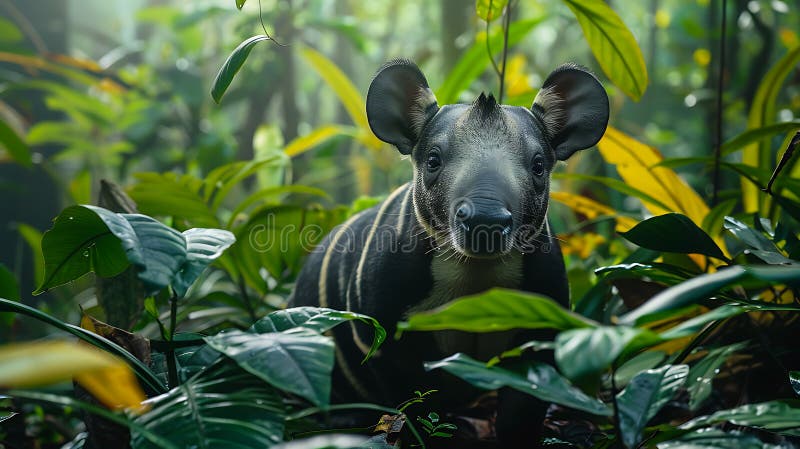 Tapir, Tapirus, Herbivorous Even-toed Ungulate, Against a Tropical ...
