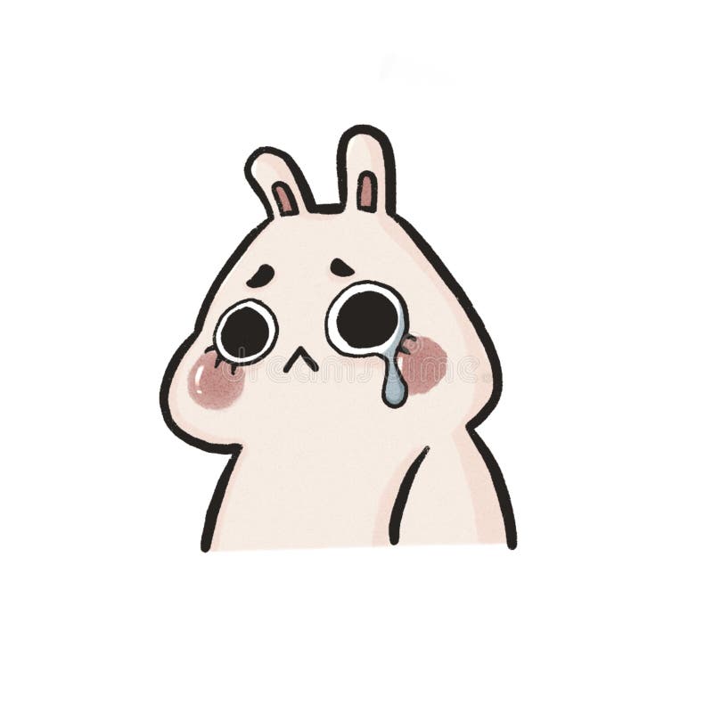 Cute Illustration of a Crying and Sad Bunny Stock Illustration ...