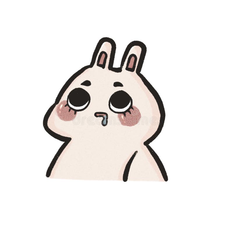 A Cute Rabbit Stunning and Drooling Illustration Stock Illustration ...