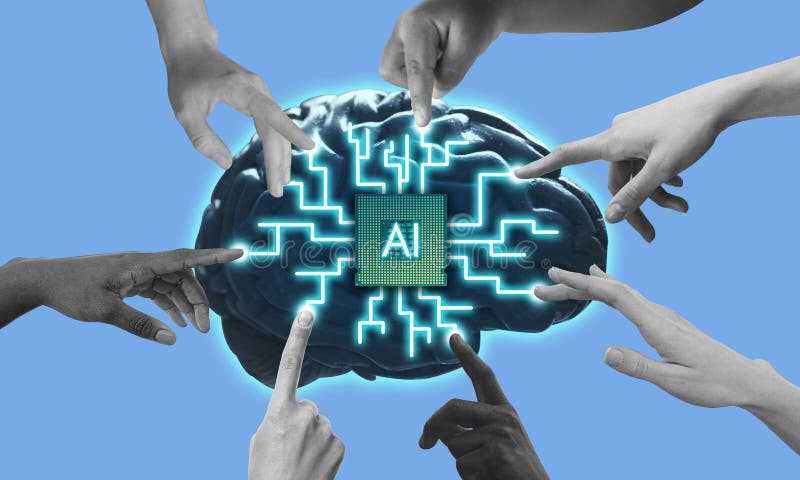 Tapping into AI Technology Collage Art Stock Image - Image of ...