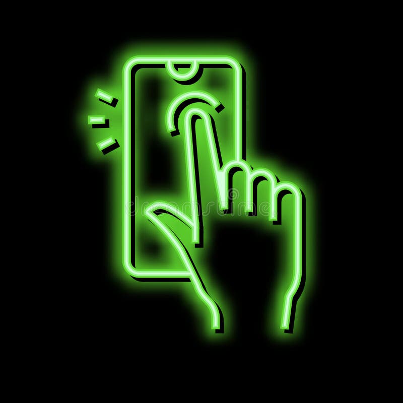 Tapping with Finger Smartphone Screen Neon Glow Icon Illustration Stock ...