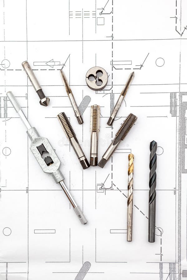 Tapping Operation and Drill on Plan Stock Image - Image of round ...