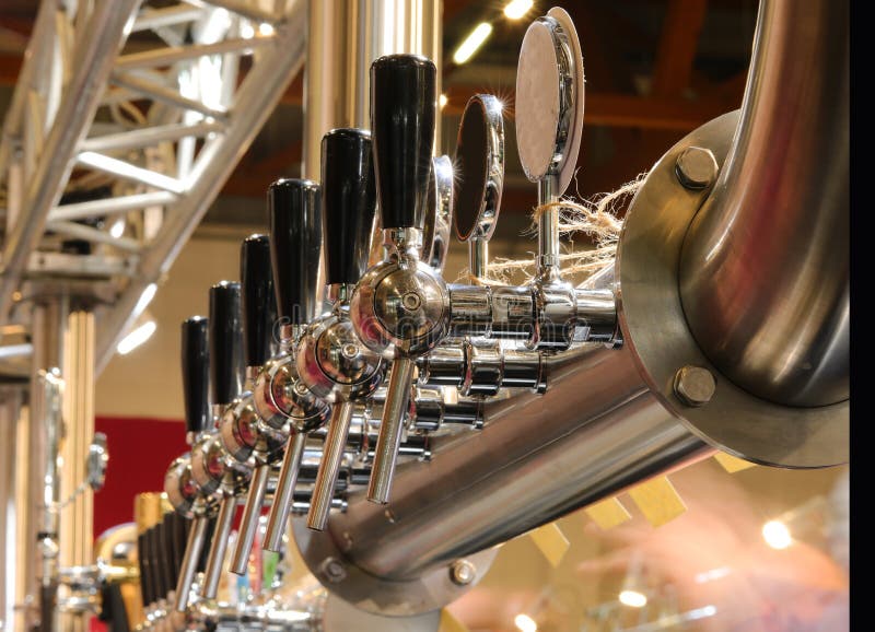 Taps for Draught Beer in the Pub Stock Photo - Image of alehouse, cask ...