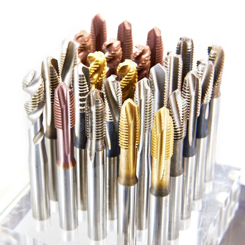 Taps for Internal Threading Isolated White Stock Image - Image of brass ...