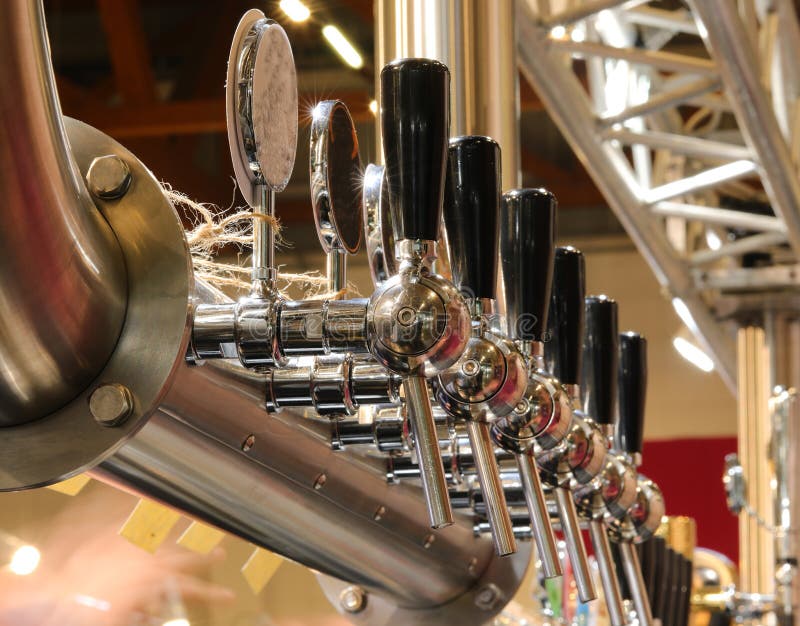 Taps of raught beer stock photo. Image of taps, indoors - 184601340