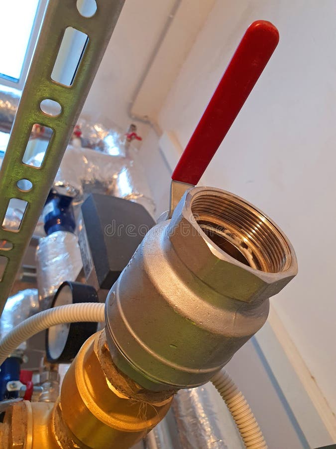 Taps on the water pipe stock photo. Image of industrial - 237787618