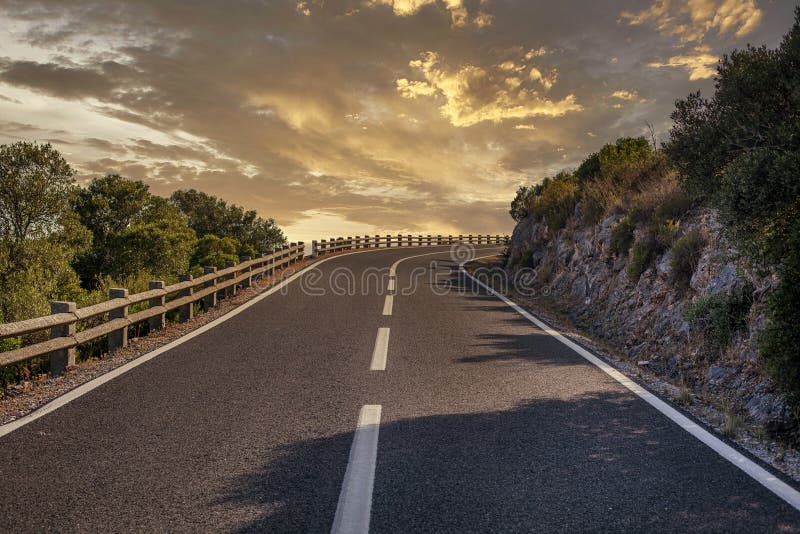 Tar road with sun stock photo. Image of journey, summer - 180446576