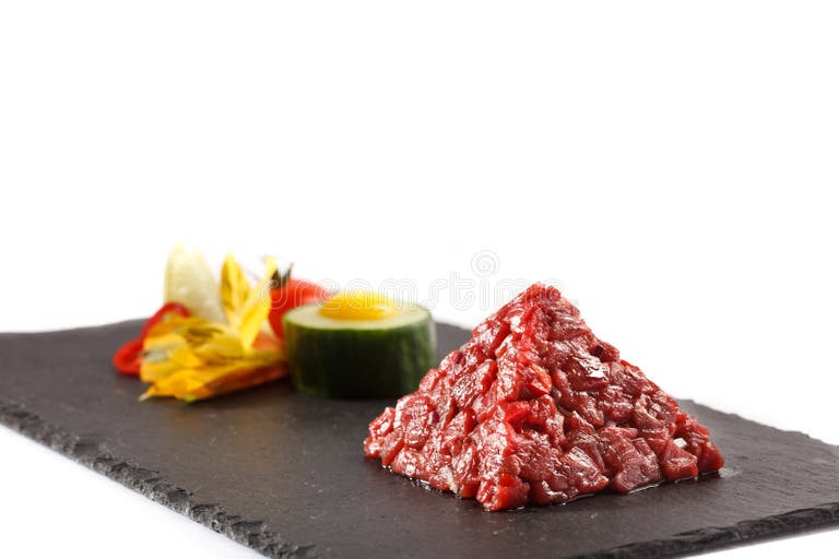 Tar-tar Beaf Meat Pyramida View Stock Photo - Image of meal, lunch ...