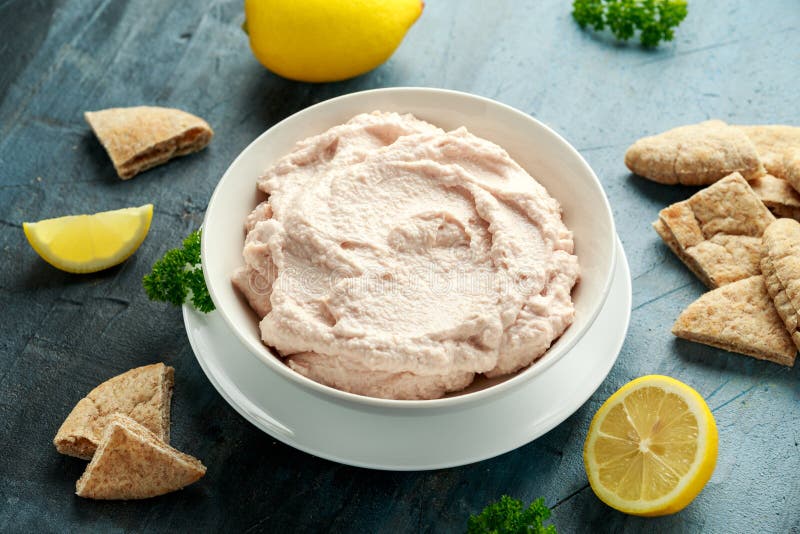 Taramasalata Dip Made with Fish Roe in White Bowl Stock Image - Image ...