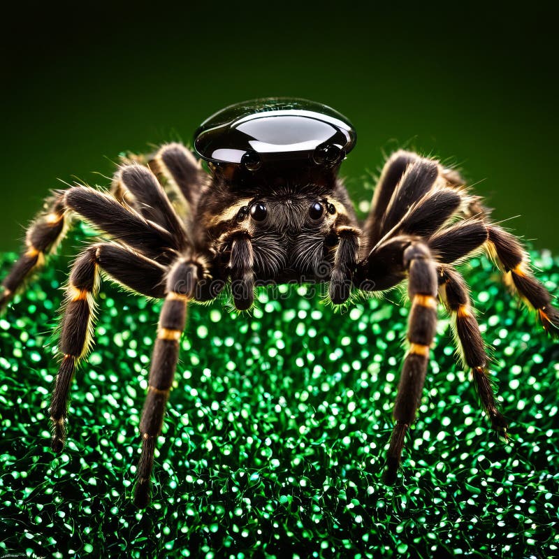 Tarantula Closeup Navigating through a Field of Glossy Blown Glass ...