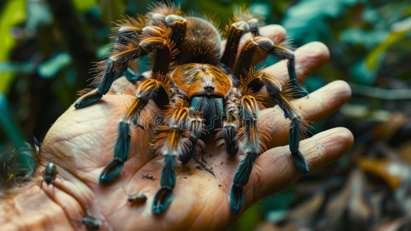 Tarantula on a human hand. stock photo. Image of large - 354459994