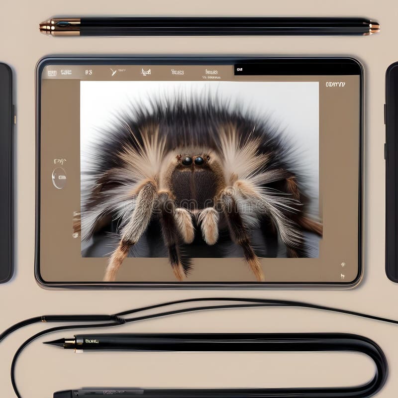 A Tarantula Using a Tablet As a Touchscreen To Create Digital Spider ...