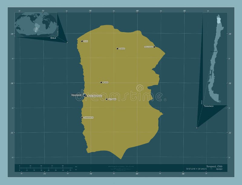 Tarapaca, Chile. Solid. Labelled Points of Cities Stock Illustration ...