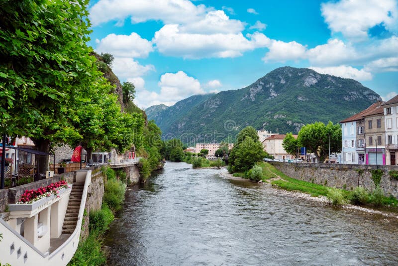 Tarascon-sur-Ariège, City Along the Ariège River Stock Image - Image of ...