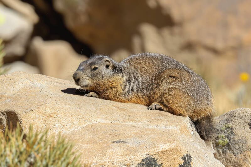 Tarbagan Marmot( Marmota Camtschatica Pallas) is Basking in the Sun ...